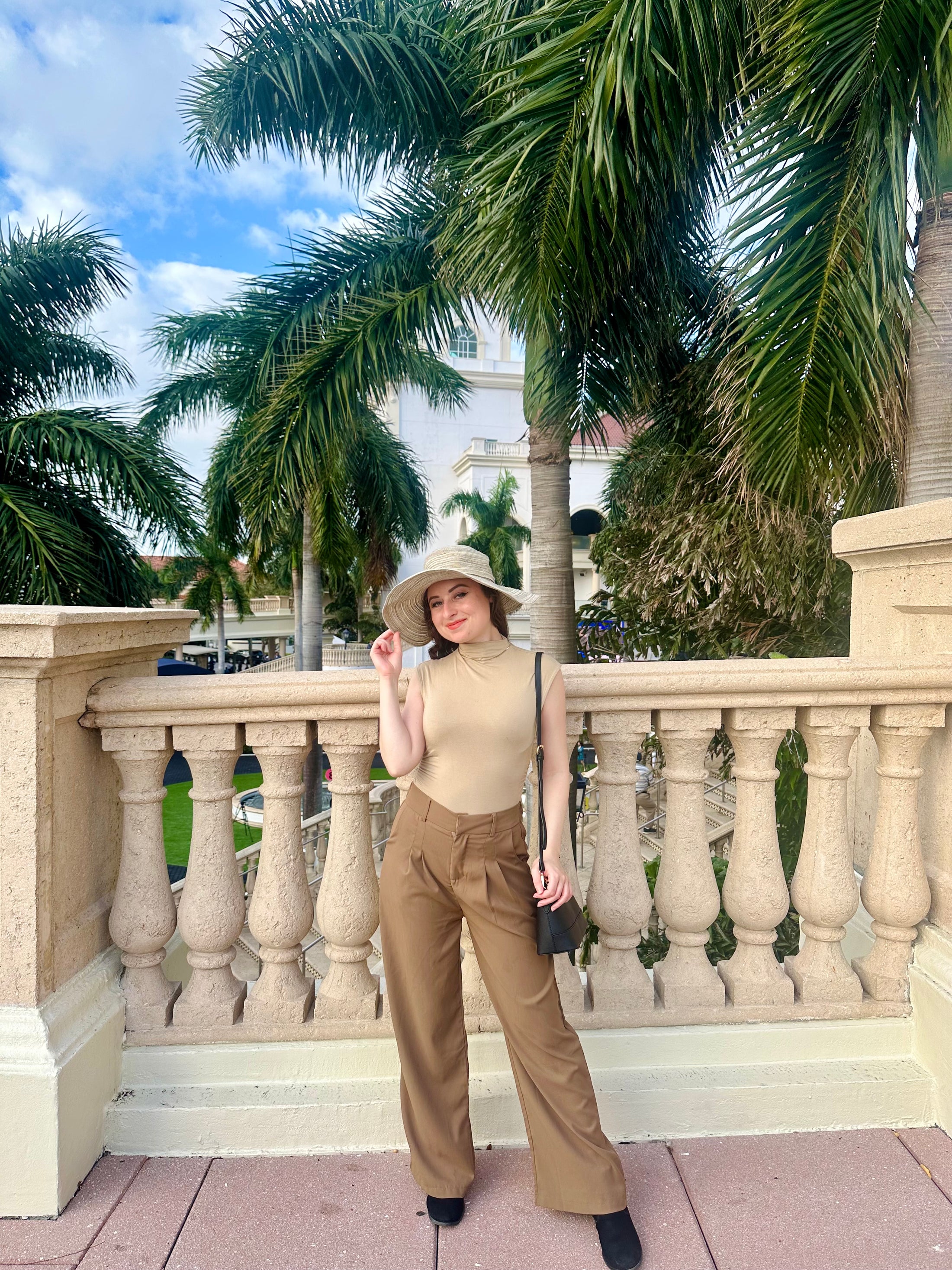 High Waisted Pleated Wide Leg Dress Pants - Chocolate Brown – DIIMA Apparel